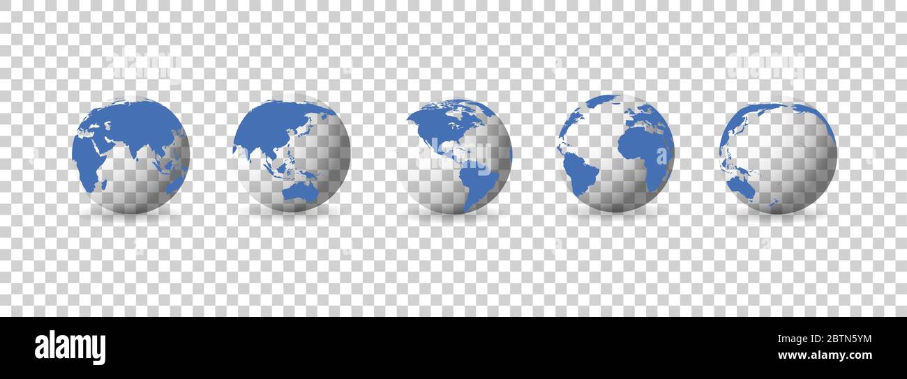 Set of transparent globes. Earth transparent style. 3d icon with set ...