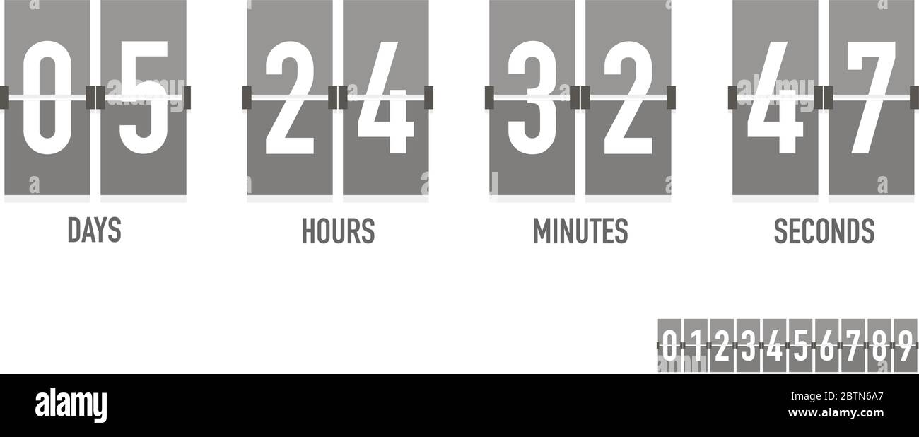 Countdown timer on a white background with shadow. Vector illustration ...