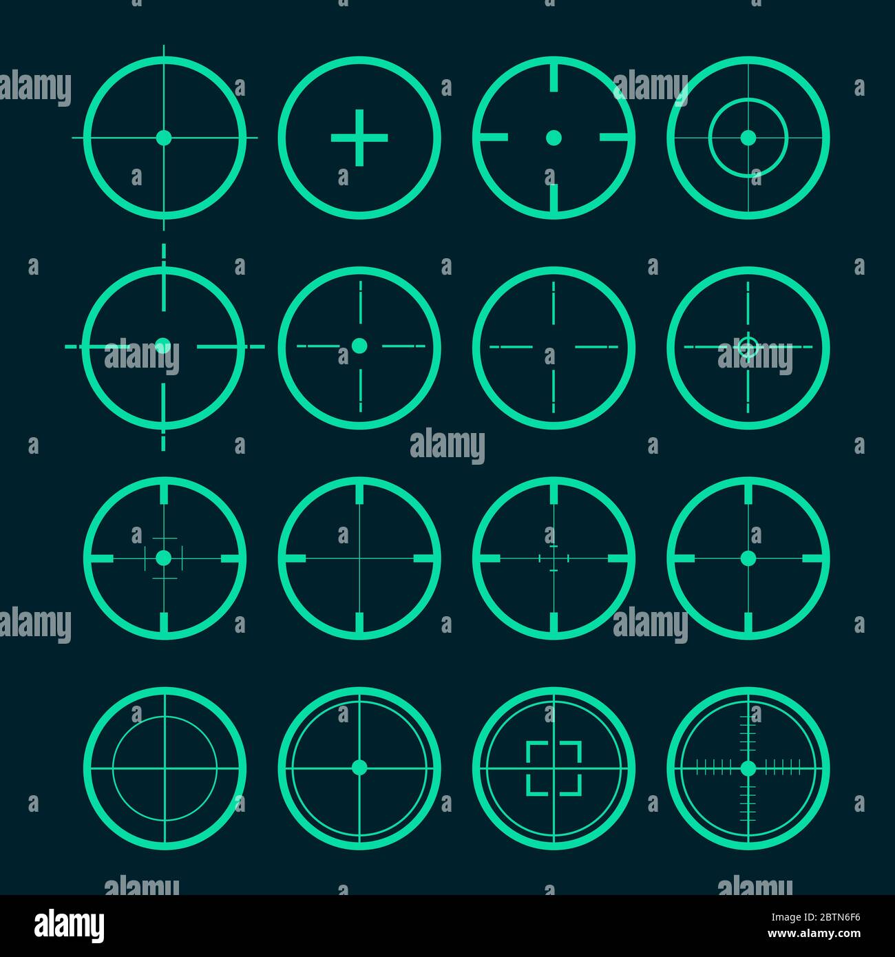 Target set. Sight symbol black colored. Set of 16 sight. Target aim and ...
