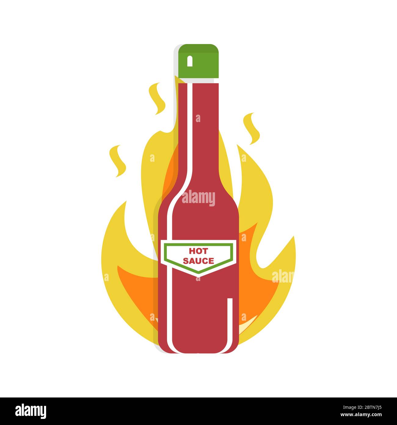 Sauce bottle with icon fire. Hot sauce symbol. Vector illustration ...