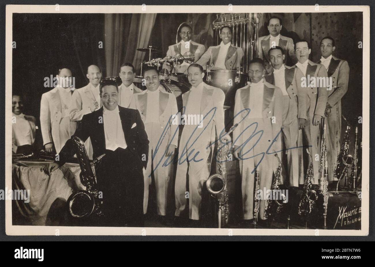 Postcard of Duke Ellington and his Orchestra with autograph. A black ...