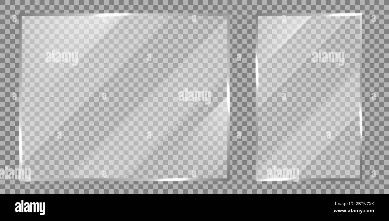 Glass on transparent background. Realistic transparent glass window ...