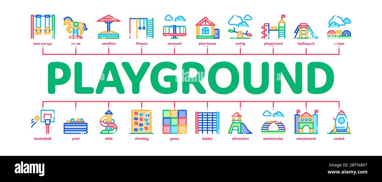 Playground Children Minimal Infographic Banner Vector Stock Vector ...
