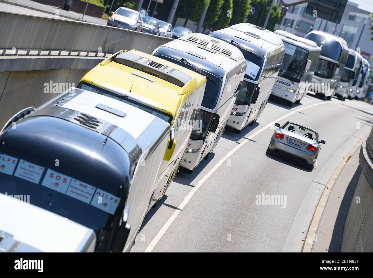 Convoy of buses hi-res stock photography and images - Alamy