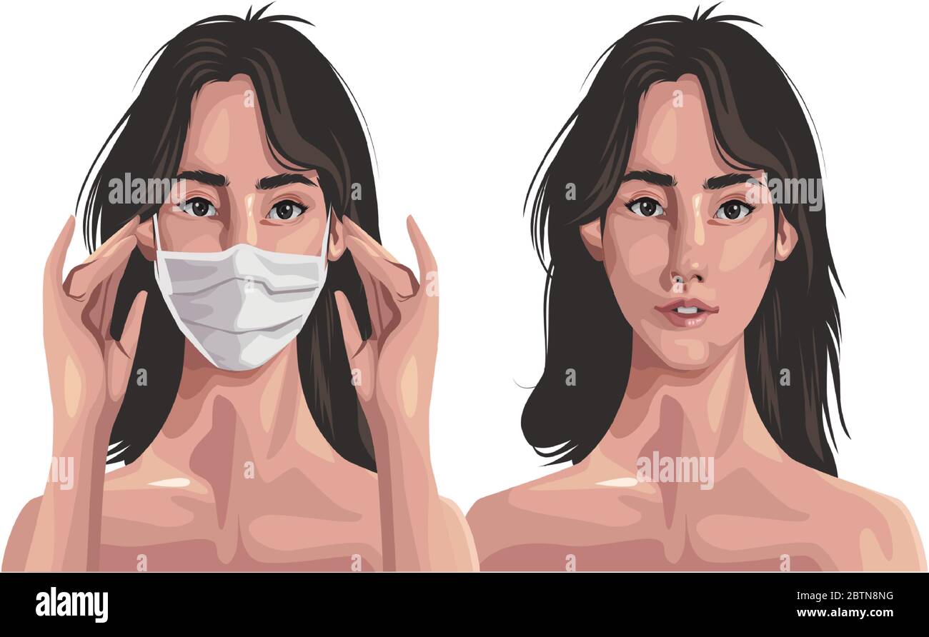 women using fase mask ,covid19 protection Stock Vector Image & Art - Alamy