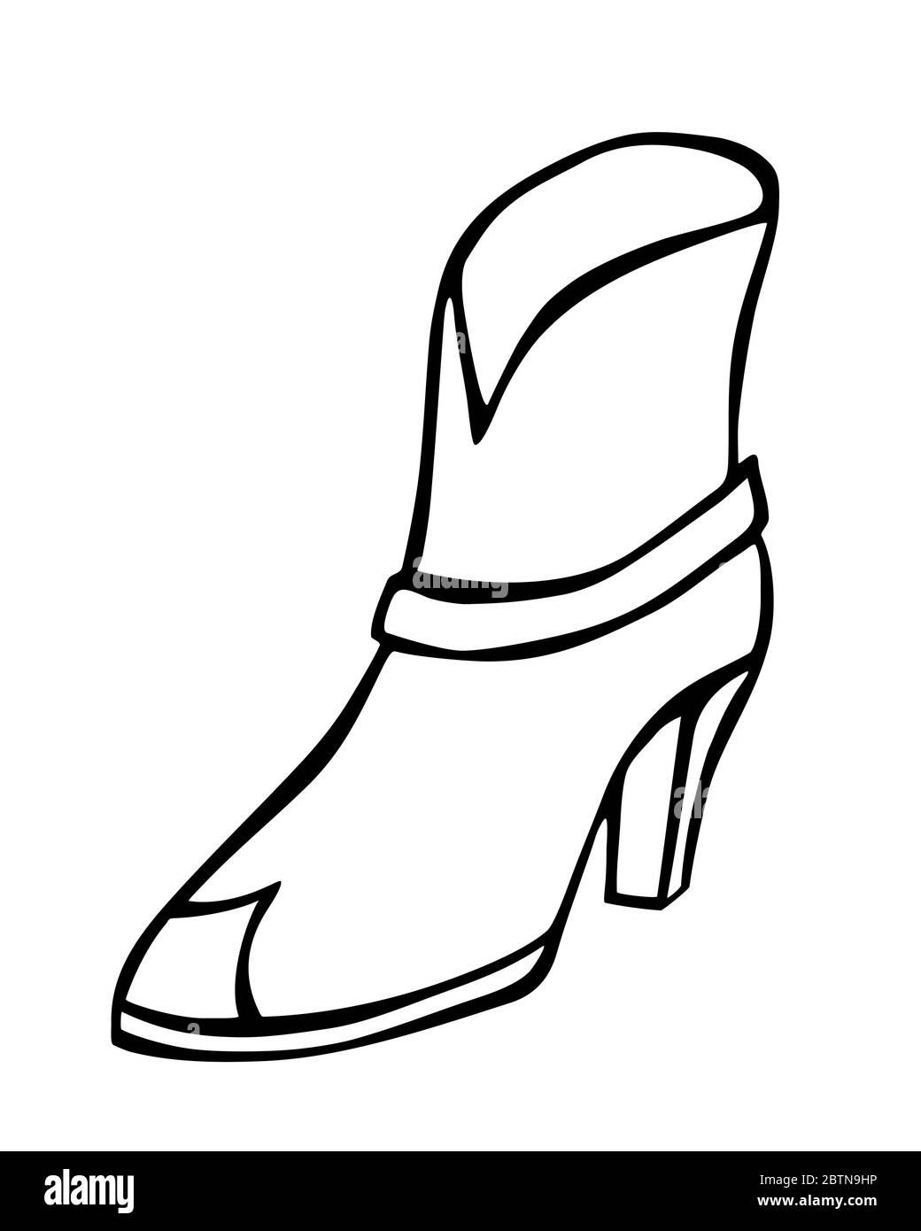 Doodle fashion cowboy boot hand drawn in line art style Stock Vector ...