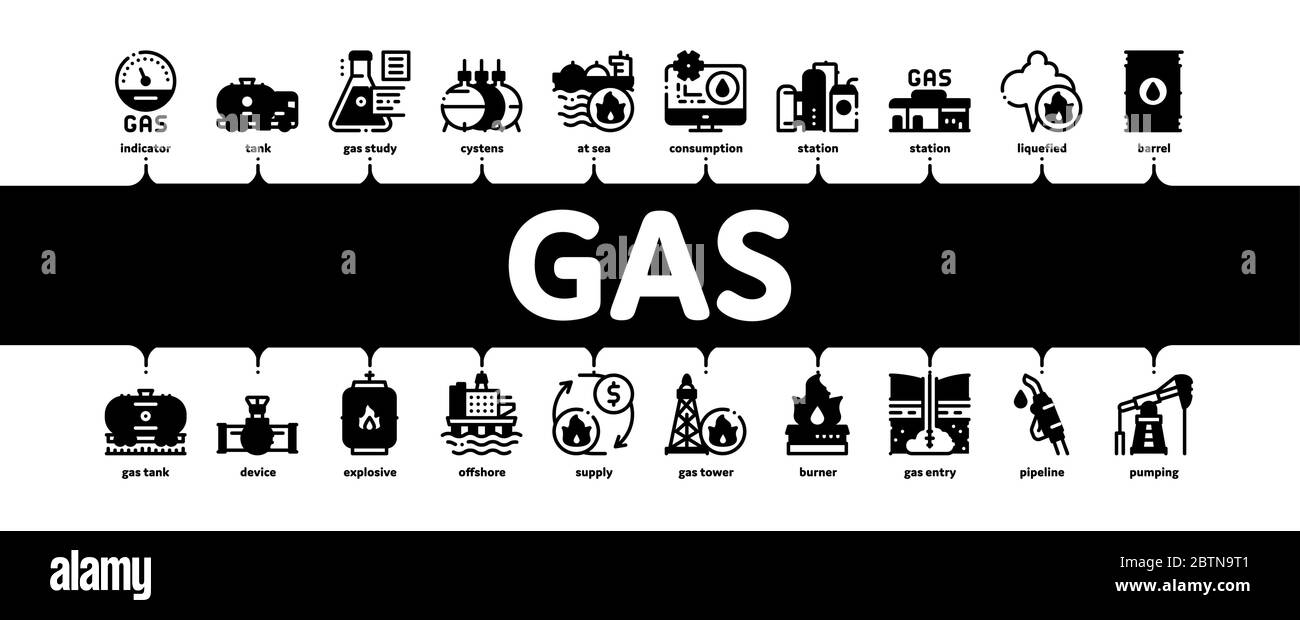 Gas Fuel Industry Minimal Infographic Banner Vector Stock Vector Image ...