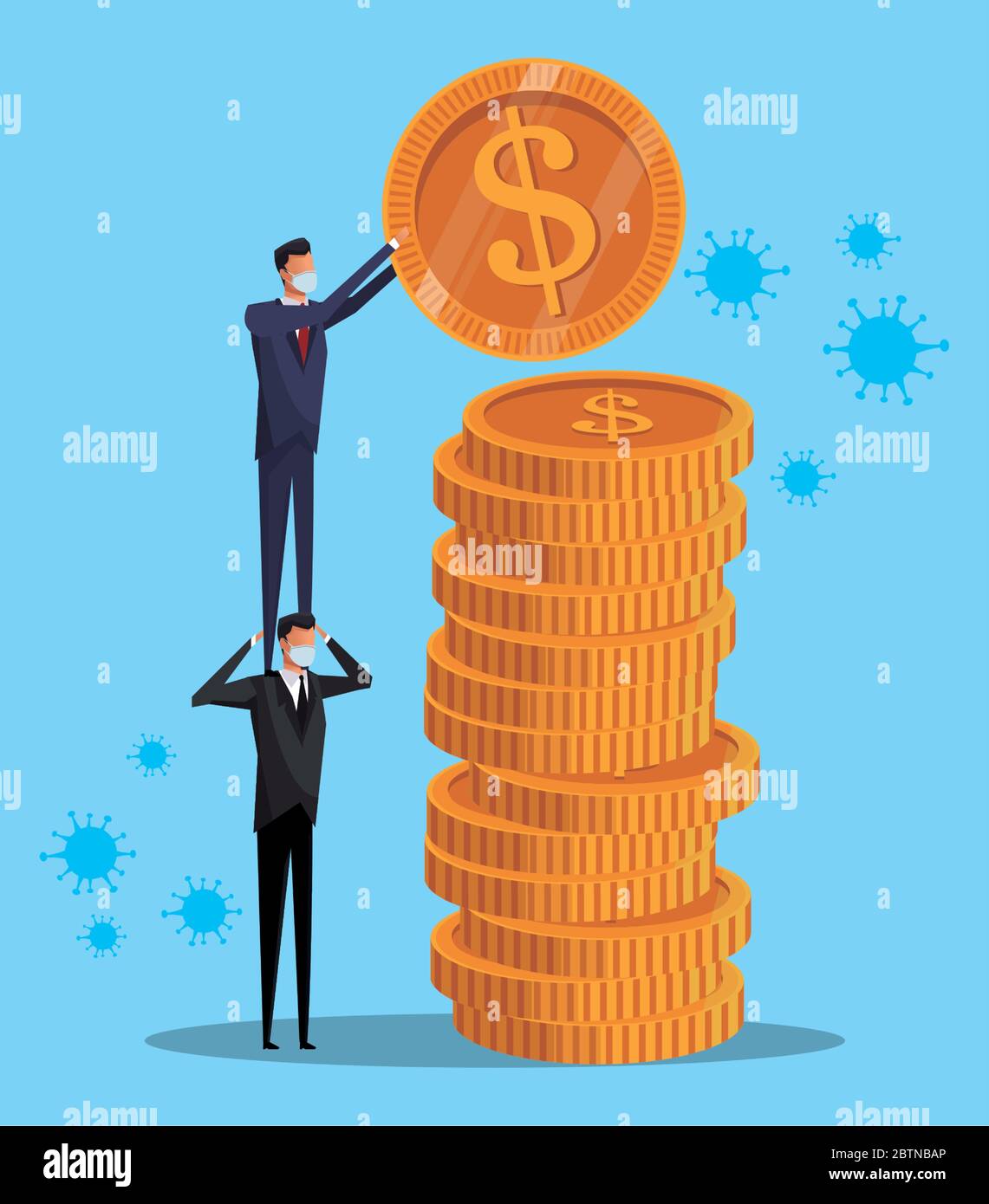 businessmen wearing medical mask with coins Stock Vector Image & Art ...
