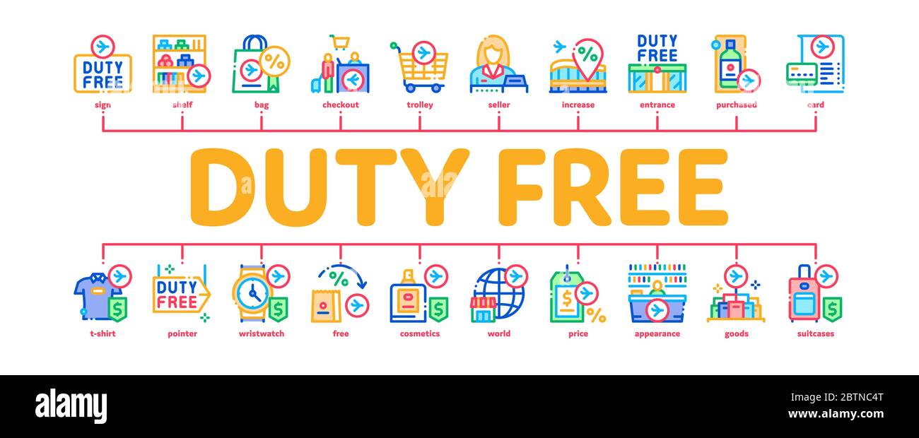 Duty Free Shop Store Minimal Infographic Banner Vector Stock Vector ...