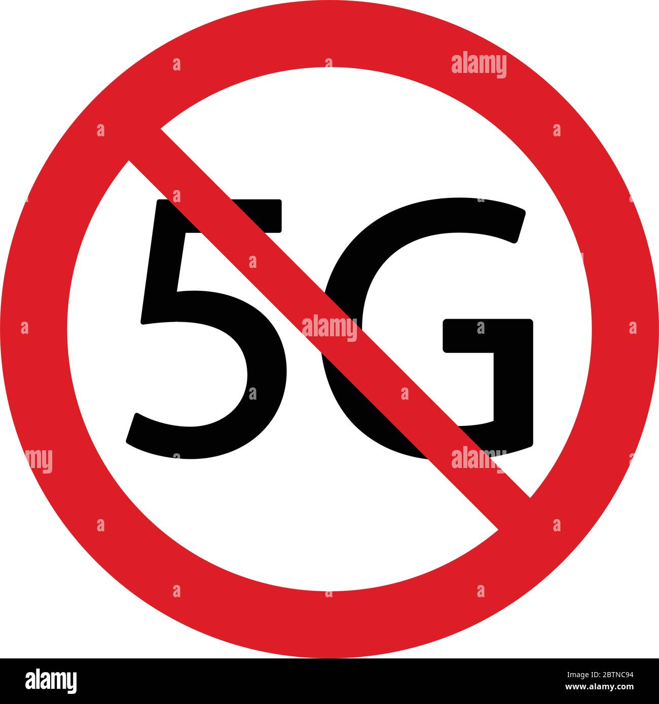 no 5g Not allow 5G internet wi fi sign. The red circle prohibiting sing ...
