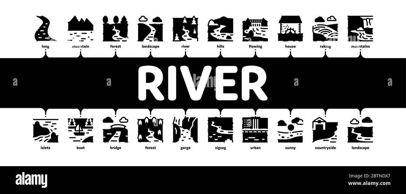 River Landscape Minimal Infographic Banner Vector Stock Vector Image ...