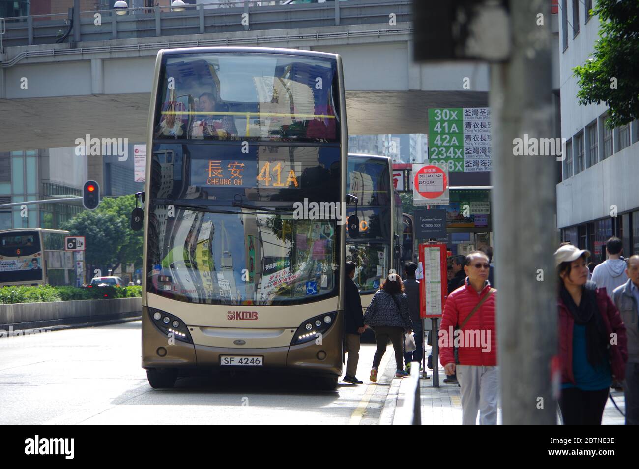 Hong Kong, China - Nov 27, 2016: Double decker buses at Tsuen Wan bus ...