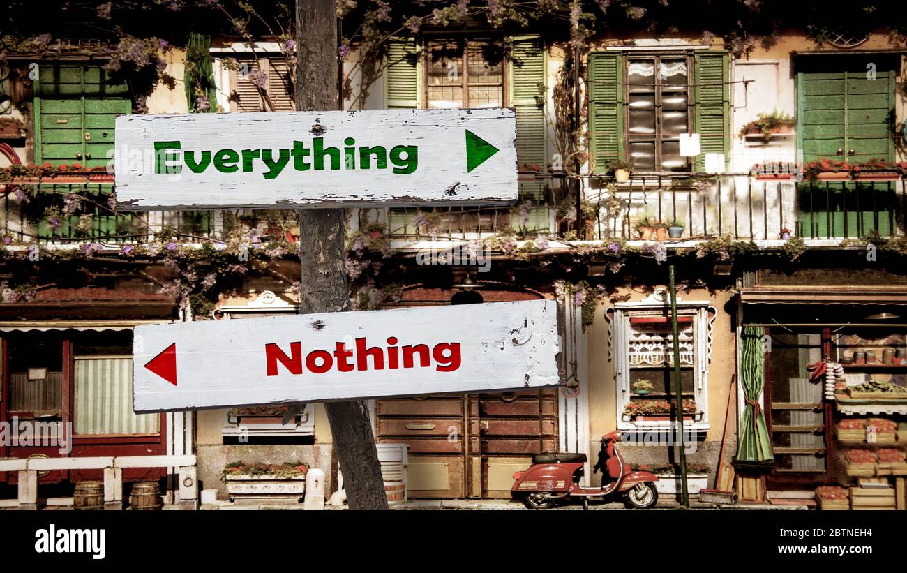 Street Sign the Direction Way to Everything versus Nothing Stock Photo ...