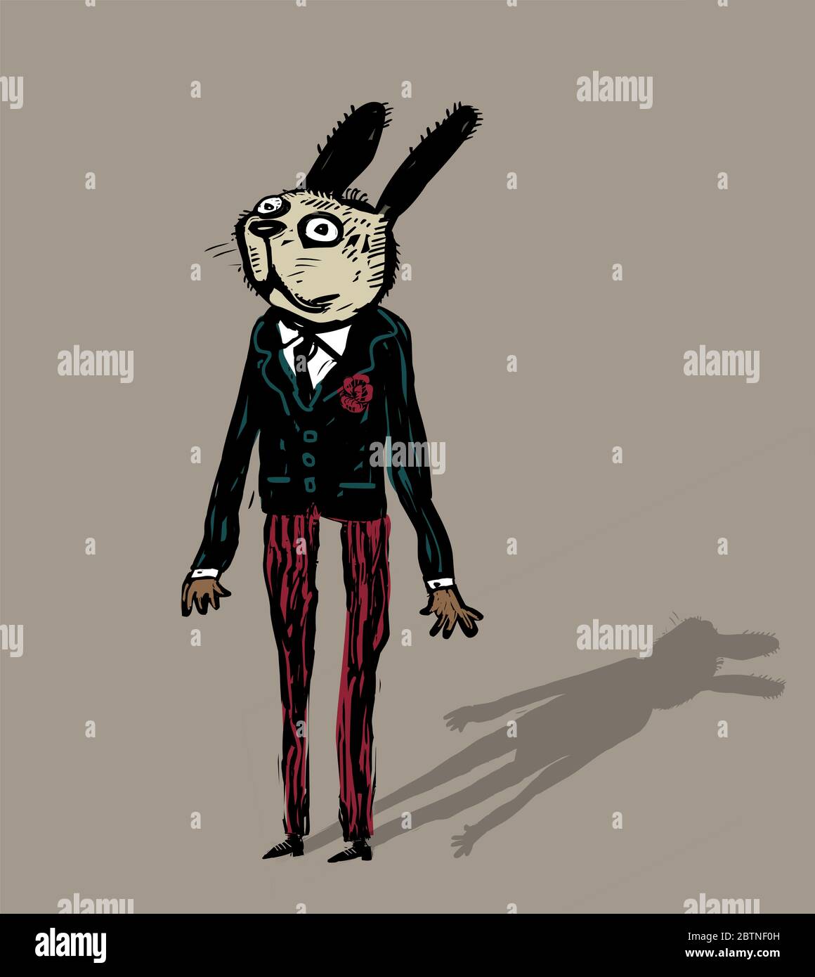 Cartoon drawing of funny rabbit dressed up in suit Stock Photo - Alamy