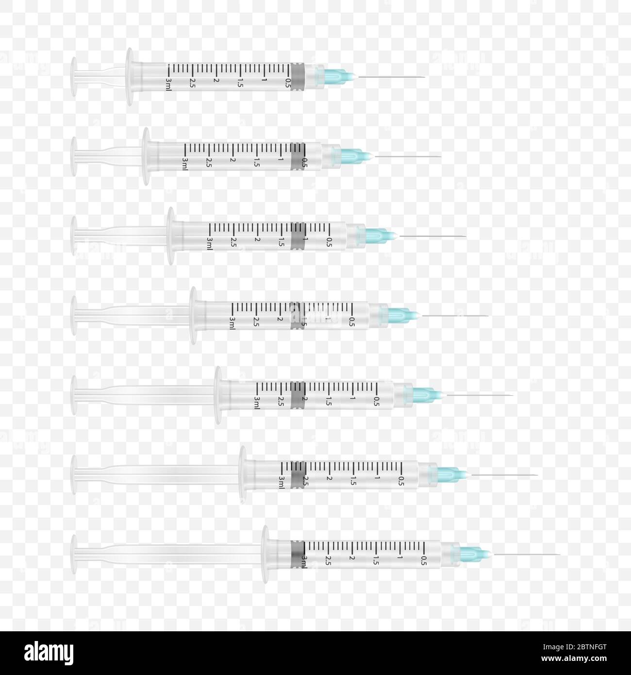 Vector 3d Realistic Blank Empty Syringe Icon Set Closeup Isolated on ...