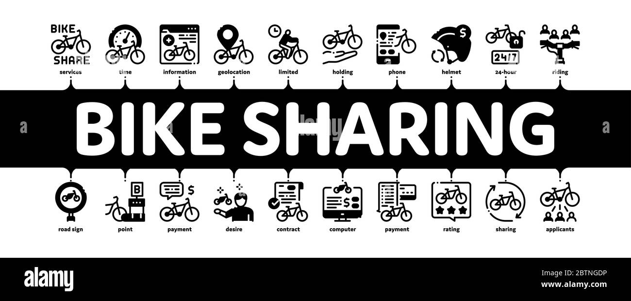 Bike Sharing Business Minimal Infographic Banner Vector Stock Vector ...