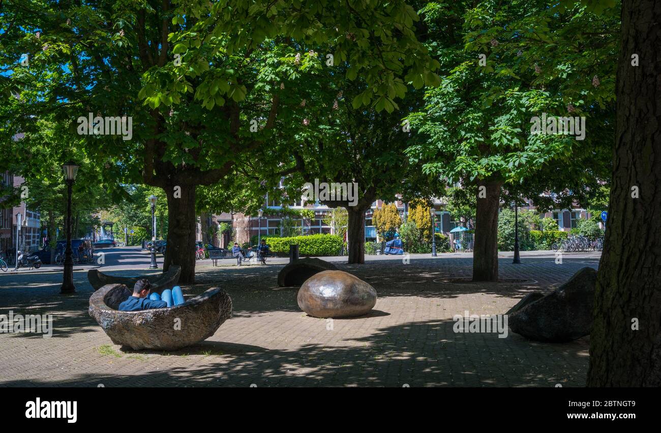 Amsterdam, Netherlands - May 2020: a leafy residential area in ...