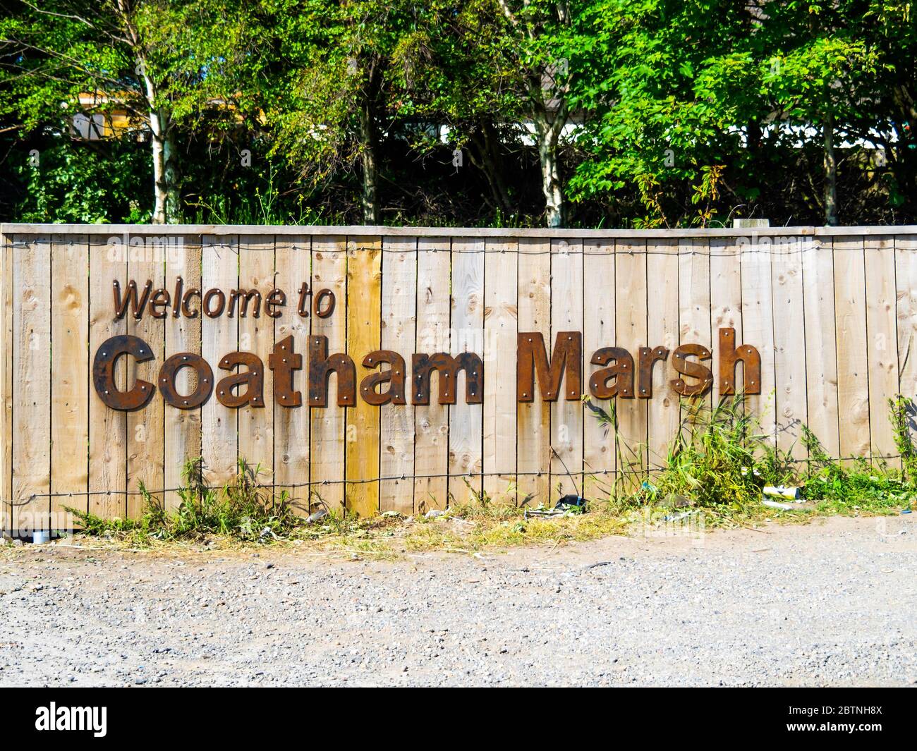 Welcome to Coatham Marsh sign in Warrenby Redcar Cleveland, the sign is ...