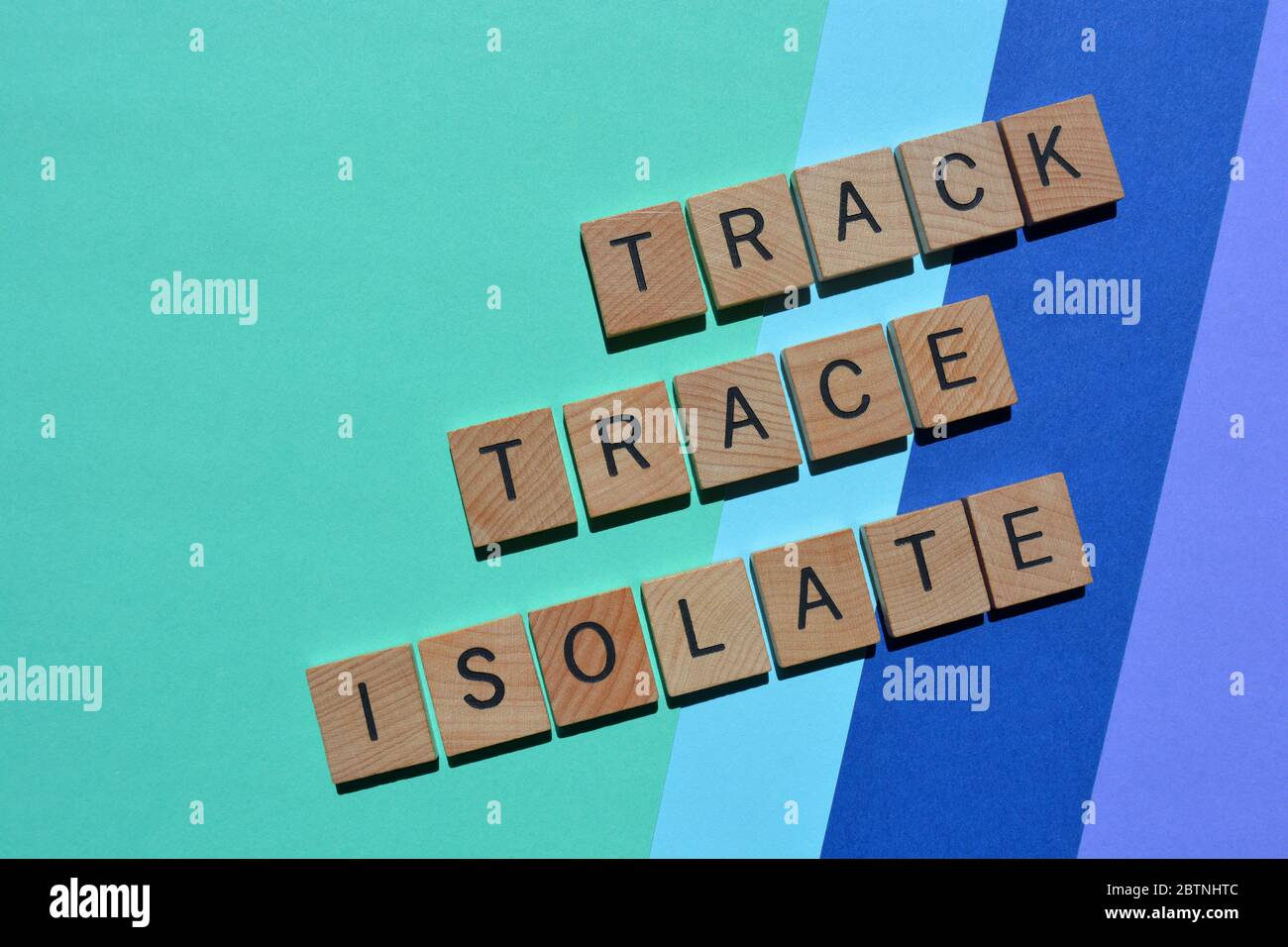 Track, Trace, Isolate, words in wooden alphabet letters isolated on ...