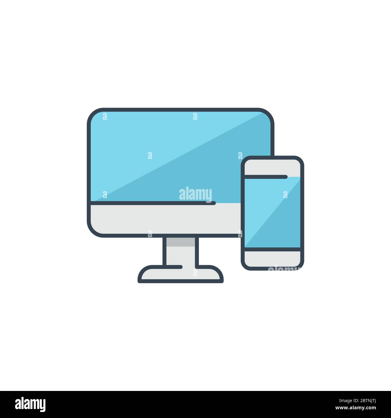 Monitor and phone vector icon symbol mockup isolated on white ...