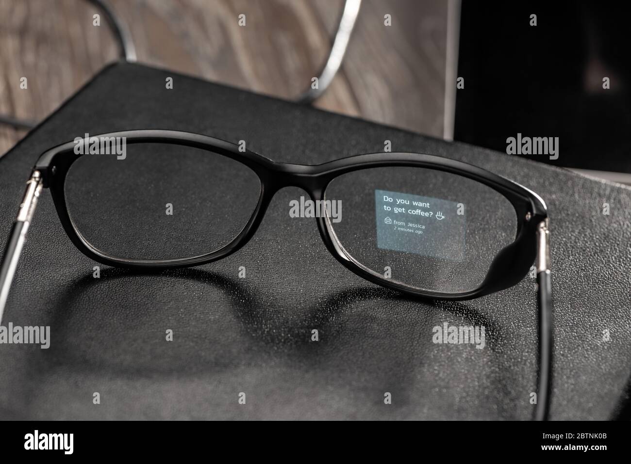 Message projected onto a lens of smart glasses Stock Photo - Alamy