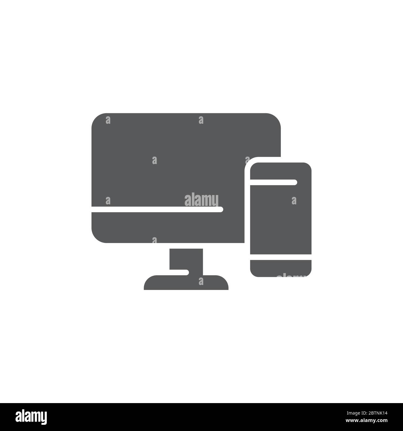 Monitor and phone vector icon symbol mockup isolated on white ...