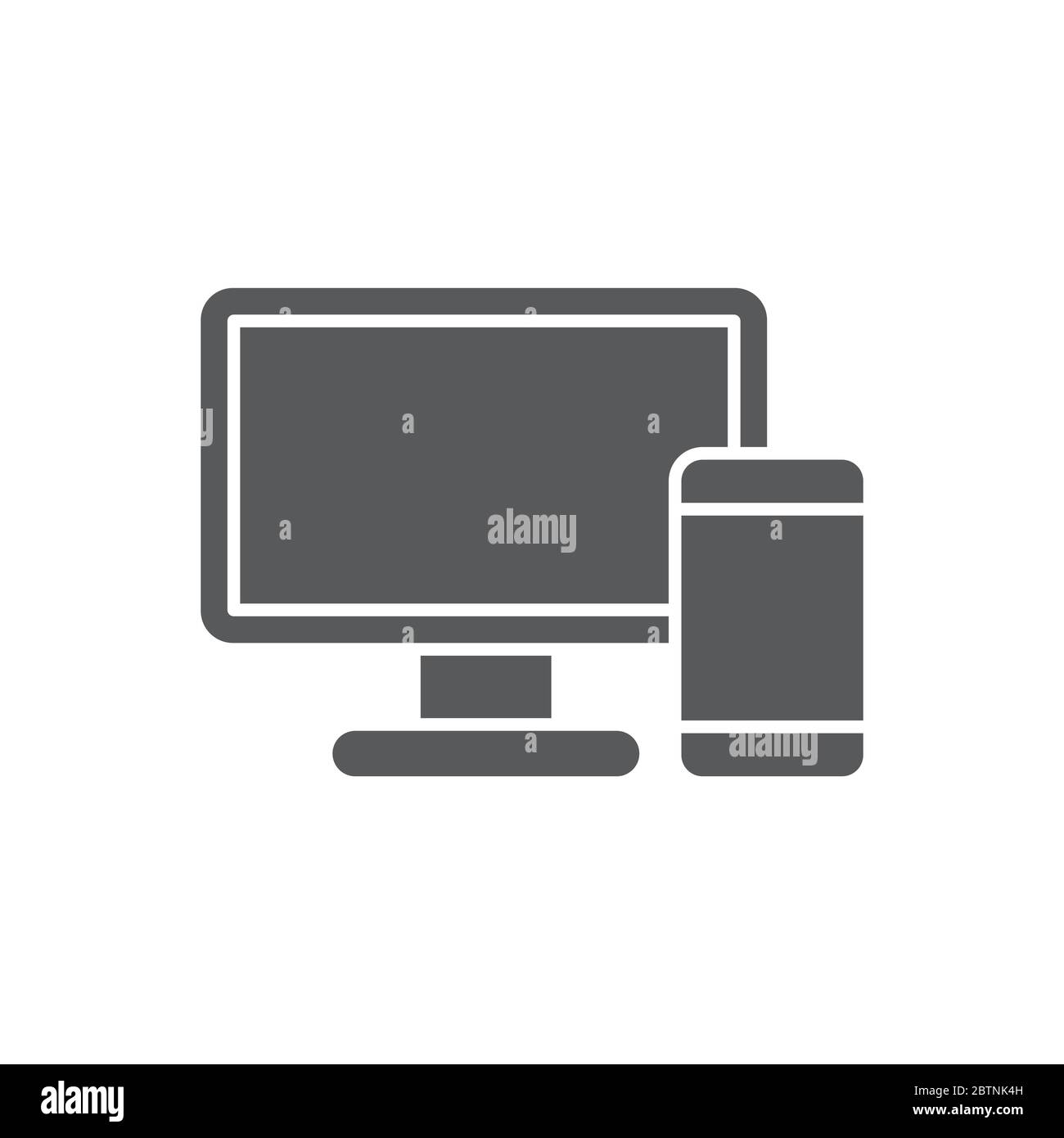 Monitor and phone vector icon symbol mockup isolated on white ...