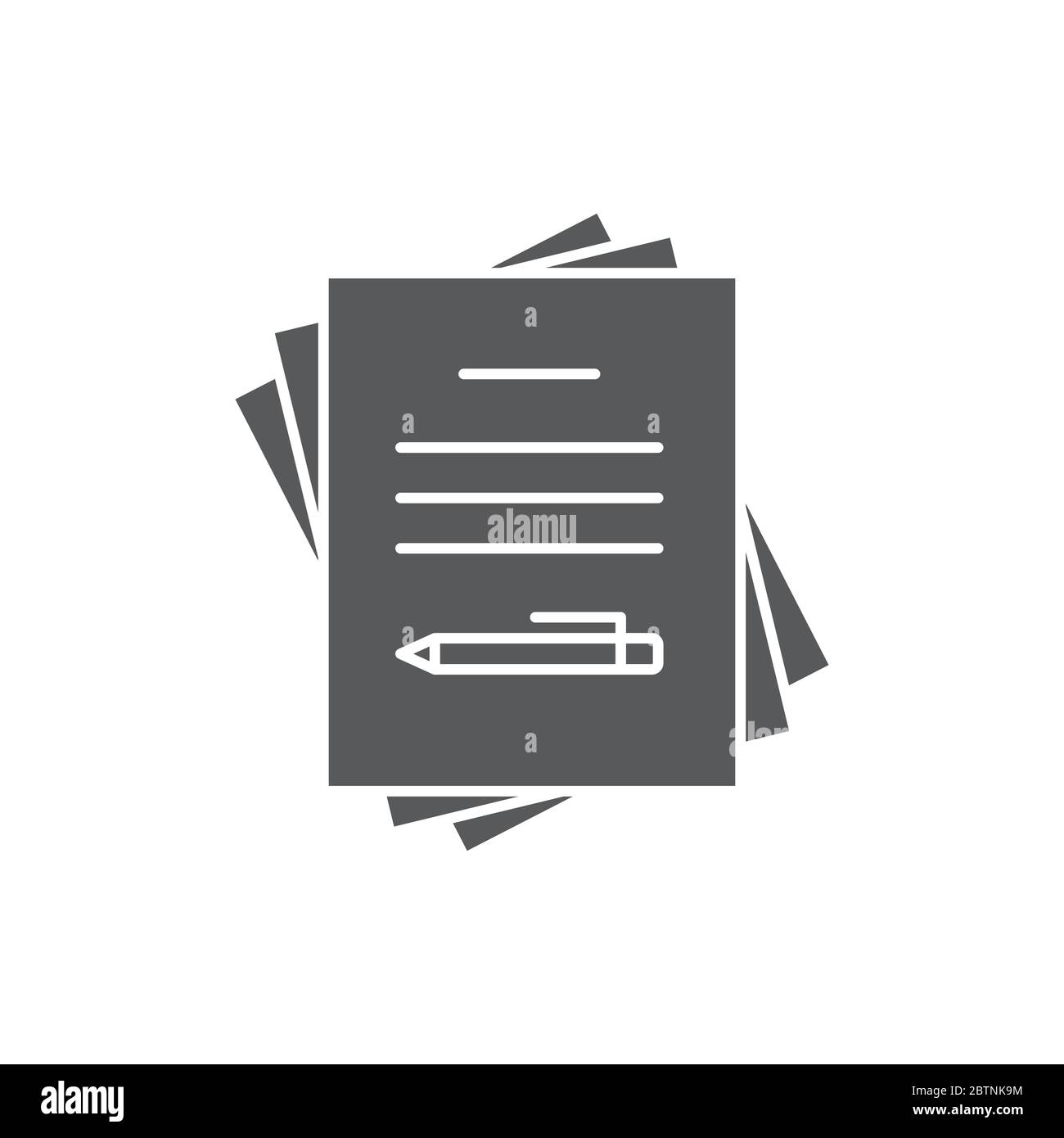 Paper documents and pen vector icon symbol isolated on white background ...