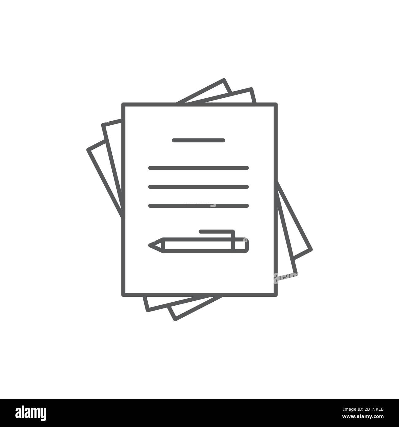 Paper documents and pen vector icon symbol isolated on white background ...