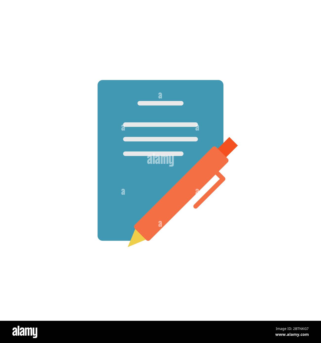 Paper documents and pen vector icon symbol isolated on white background ...