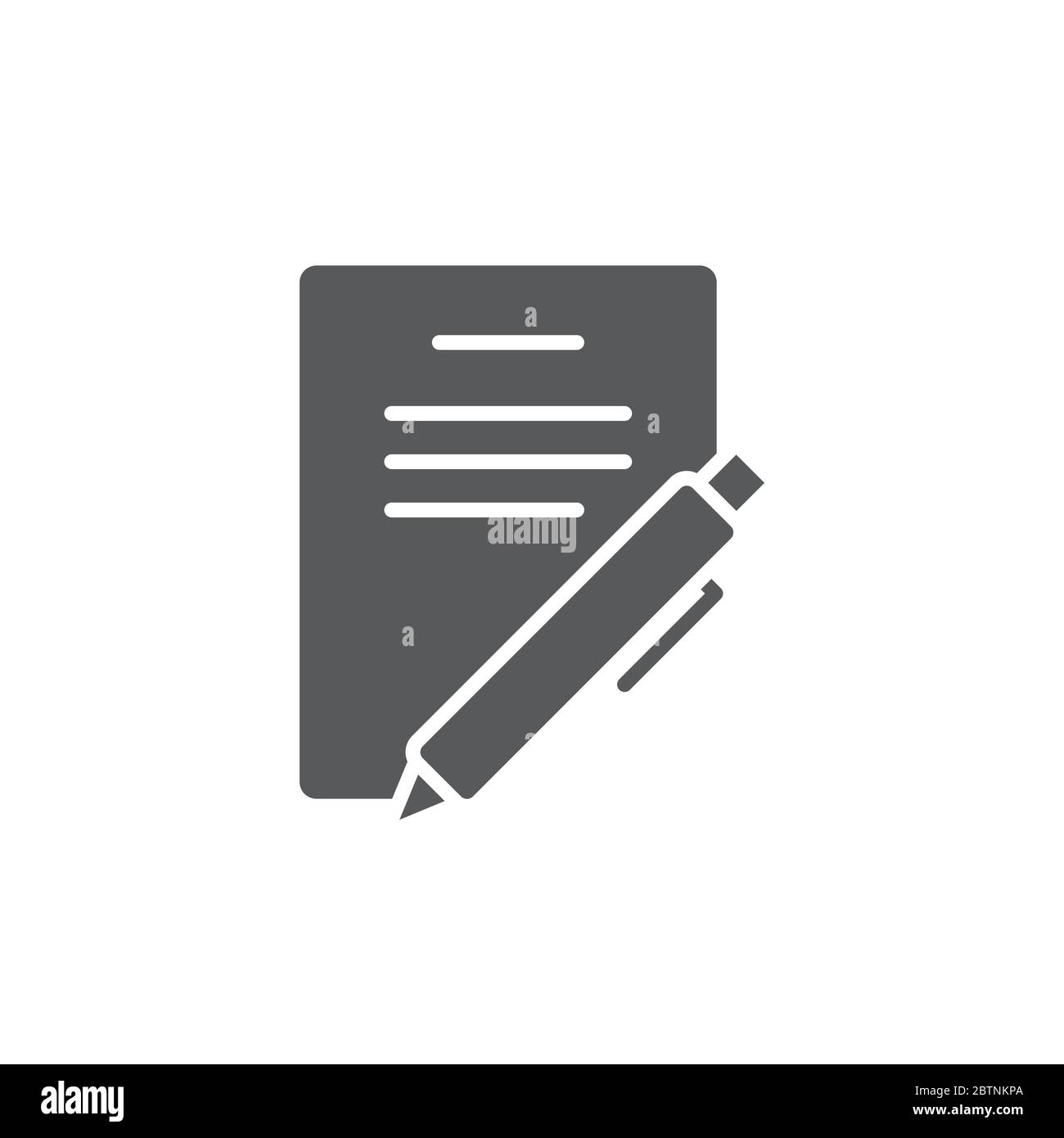 Paper documents and pen vector icon symbol isolated on white background ...