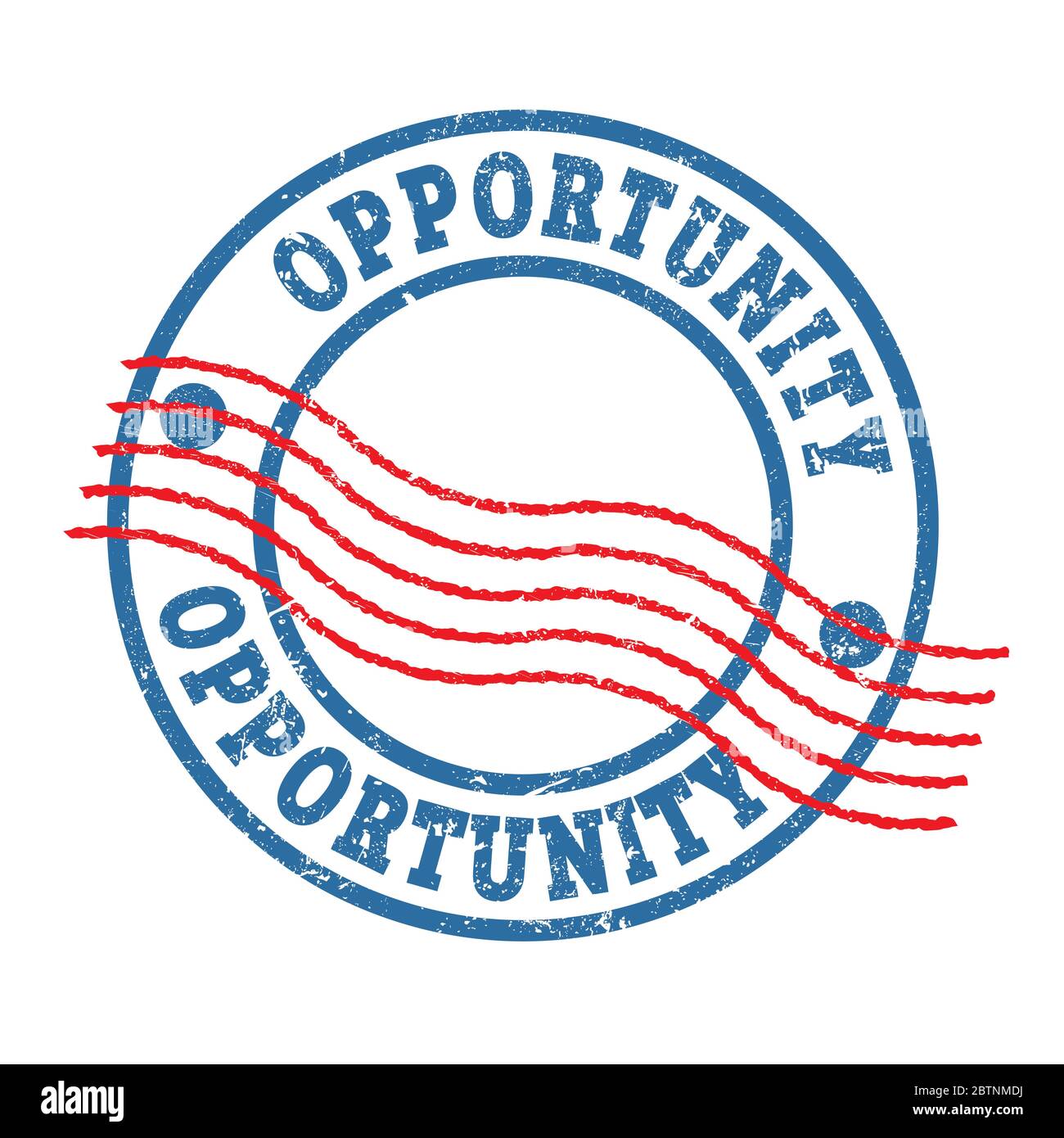 OPPORTUNITY blue red grungy round postal stamp Stock Photo - Alamy