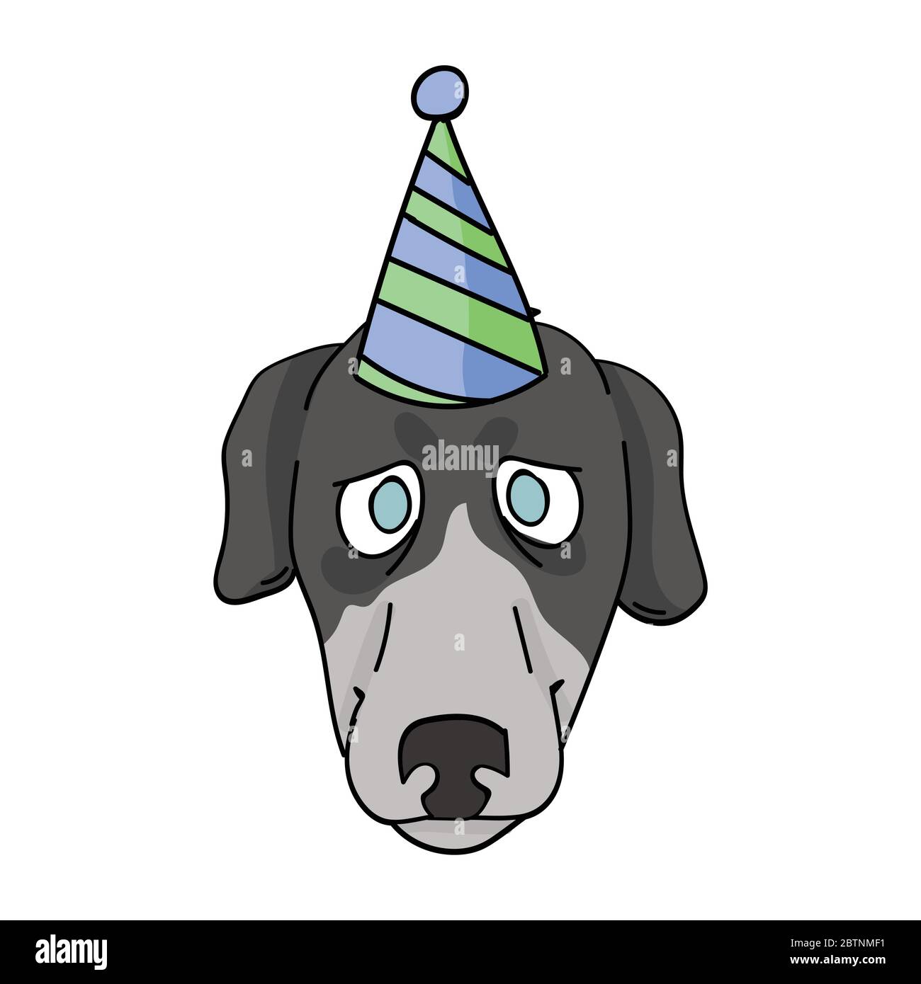 Cute cartoon greyhound dog face with party hat vector clipart. Pedigree ...