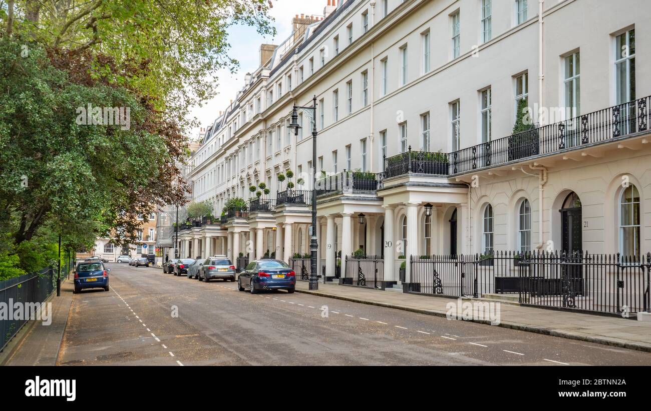 Belgravia, London. A sunny street scene showing the Georgian ...