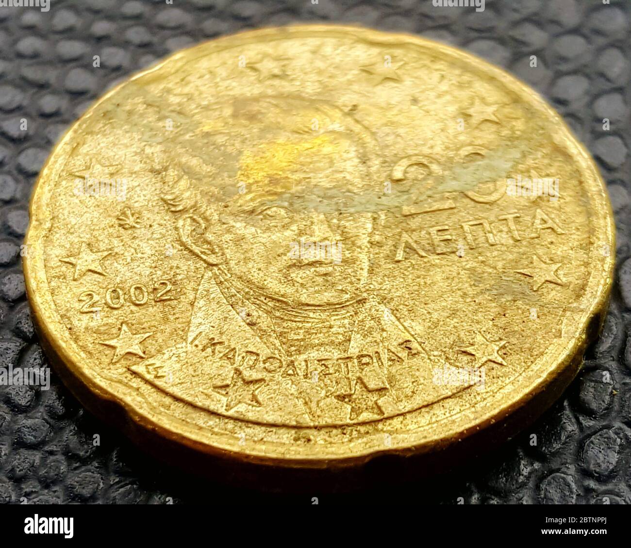 dirty and dusty coin on black background.euro cent Stock Photo - Alamy