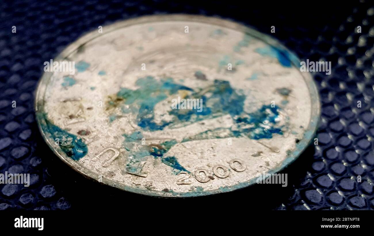dirty and dusty coin on black background,turkey money Stock Photo - Alamy