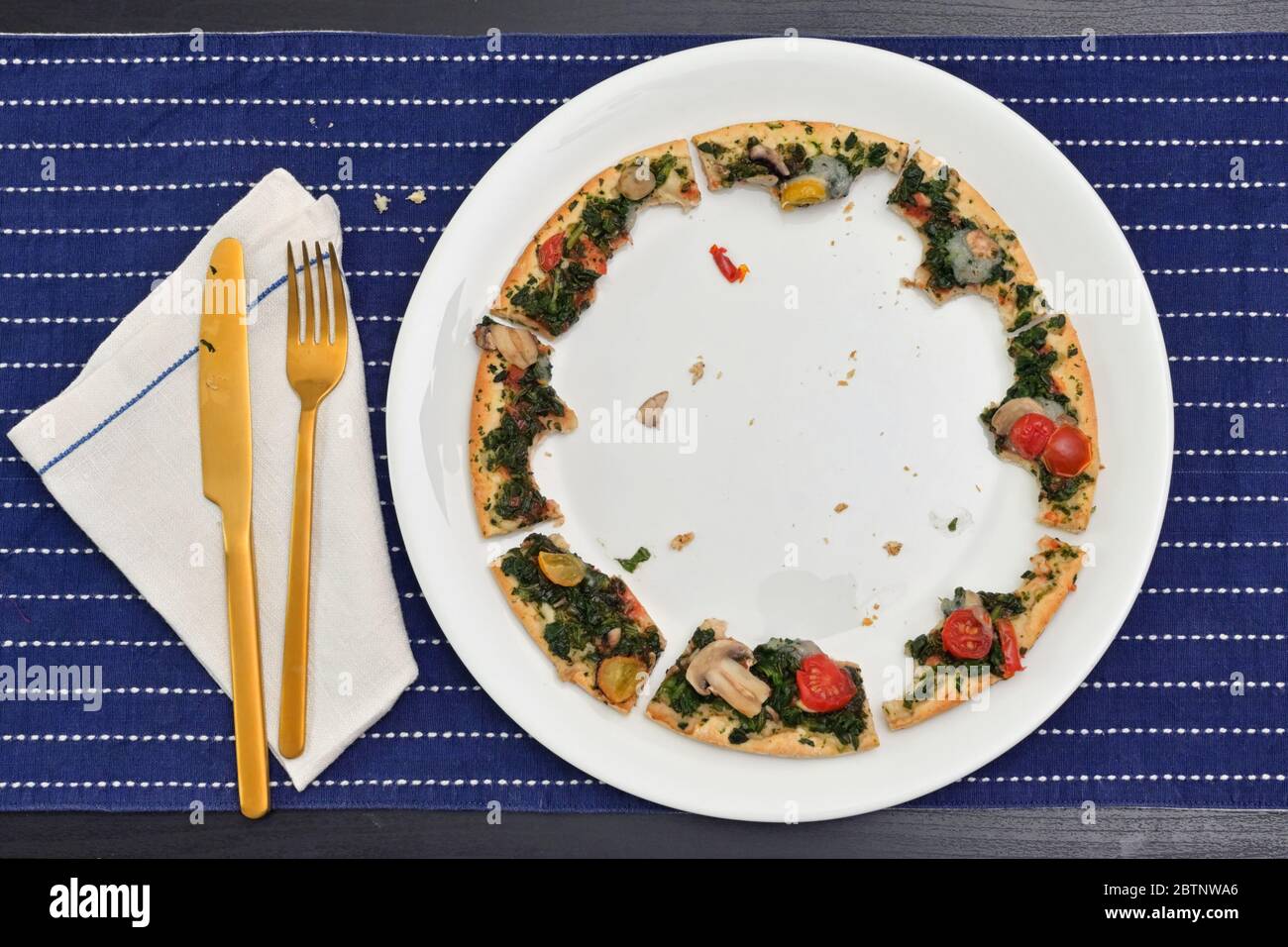 Ready For Revenge Empty Pizza Scrap Remains Stock Photo - Alamy
