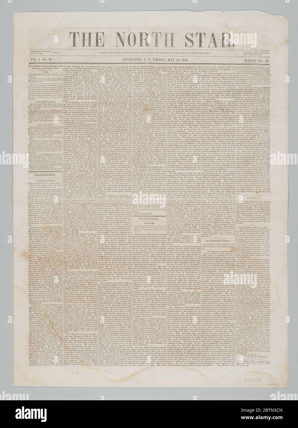 The North Star Volume 1 Number 22. The May 26, 1848 issue of the North ...