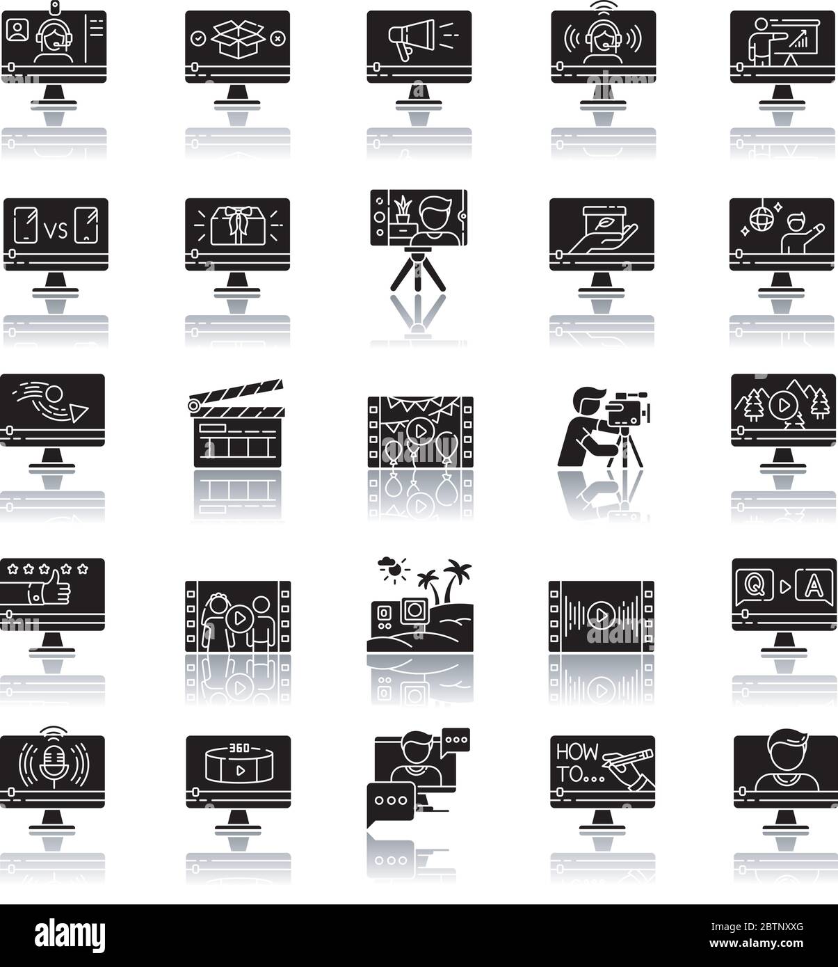Video content production icons Black and White Stock Photos & Images ...