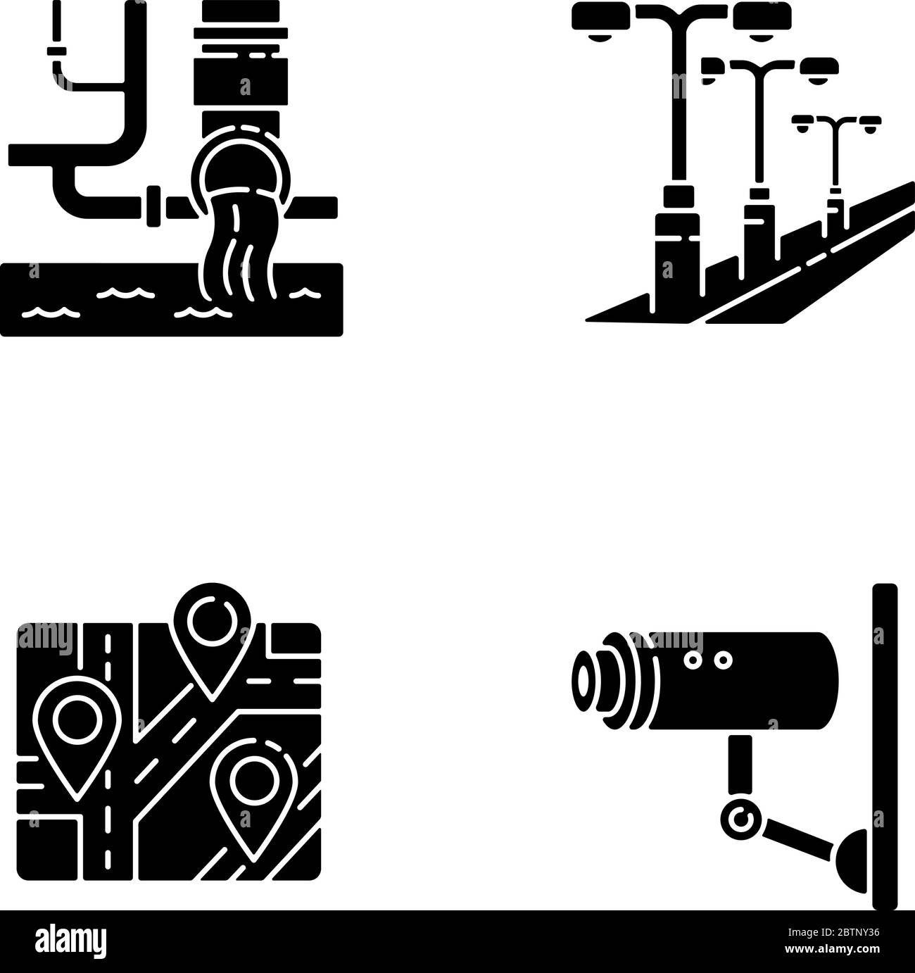 Urban regulation black glyph icons set on white space Stock Vector ...