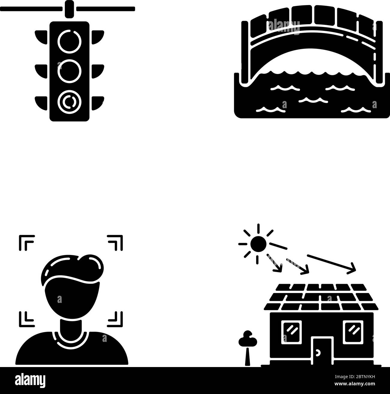Urban regulation black glyph icons set on white space Stock Vector ...