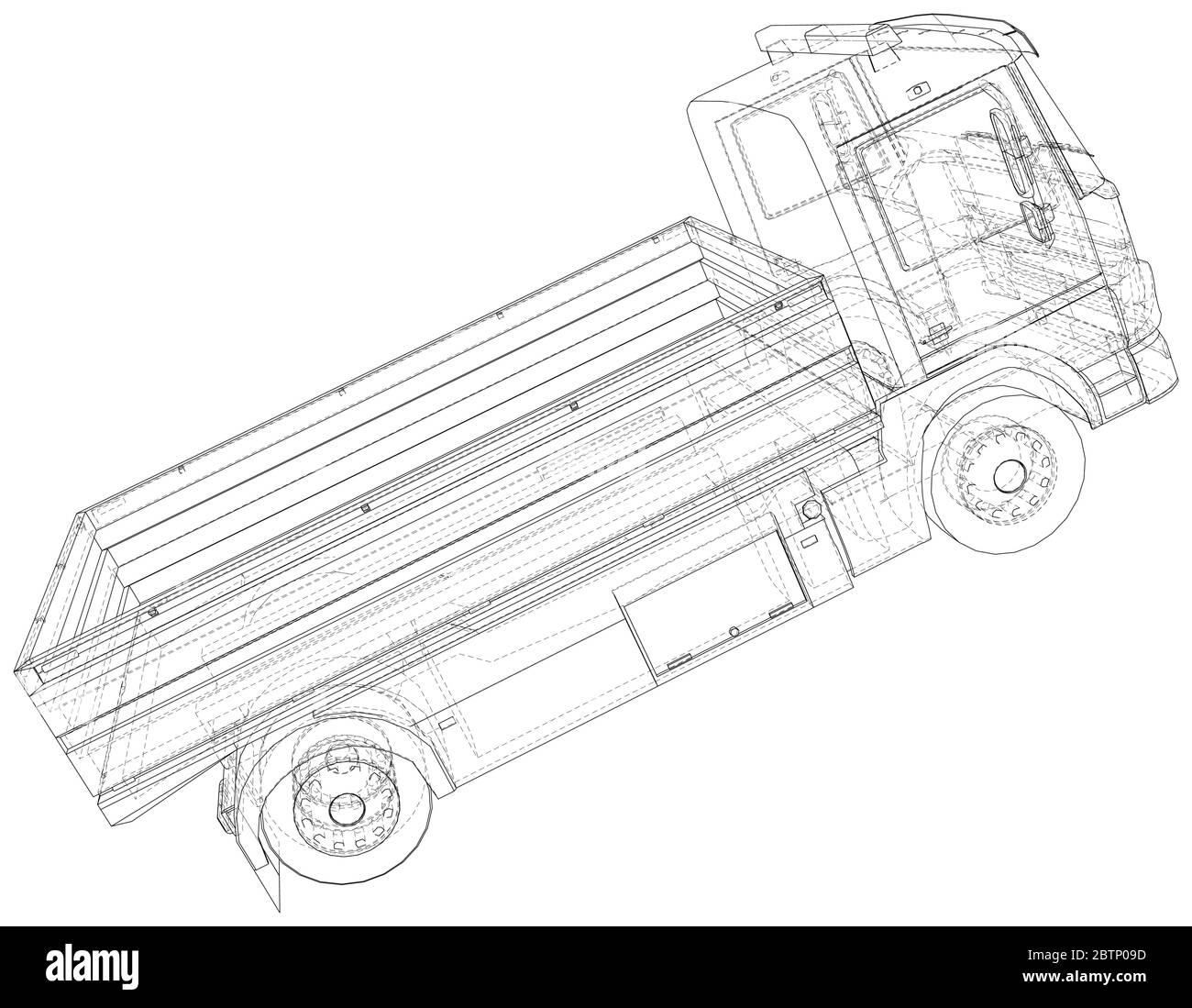 Vector Wire-frame isolated Flatbed truck on background. Vector ...