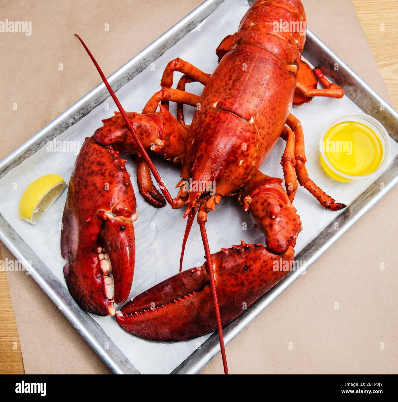 Whole Lobster with butter and lemon Stock Photo - Alamy