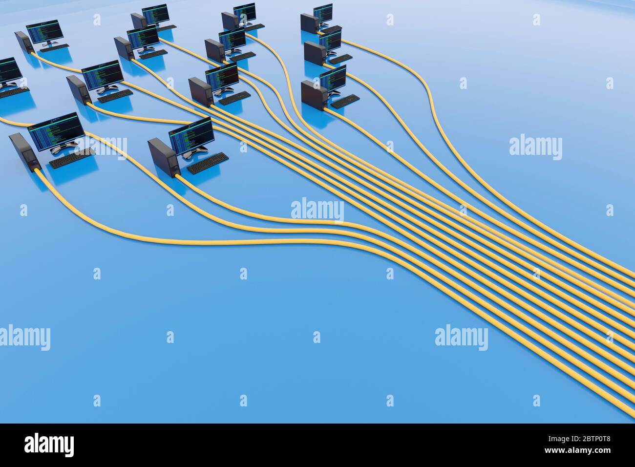 Computer network, cloud computing concept on blue background. Digital 3D render Stock Photo - Alamy
