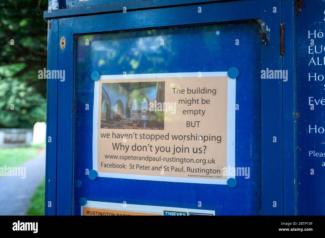 A note explaining the church is closed, but they haven't stopped ...