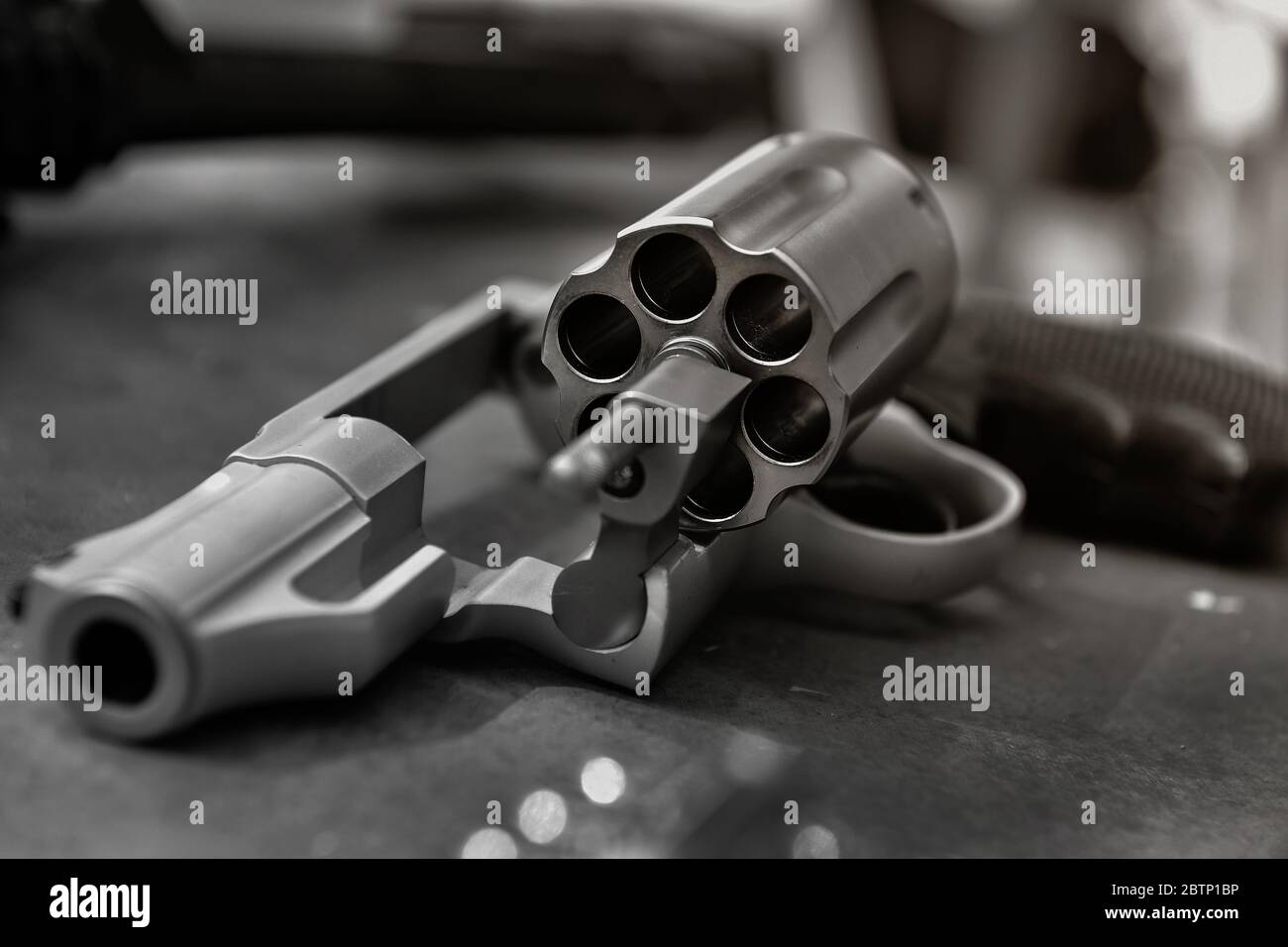Caliber Revolver Pistol, Revolver open ready to put bullets Monochrome ...