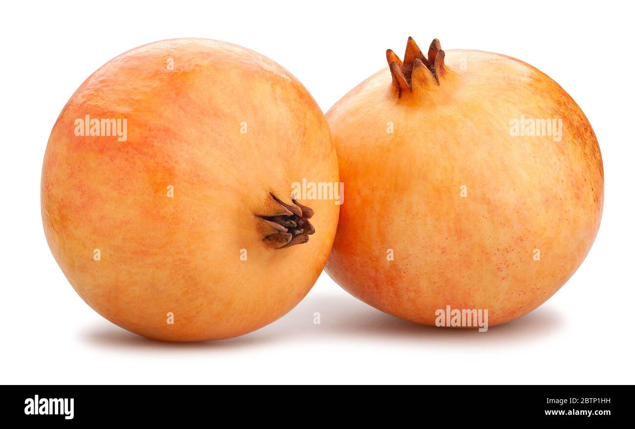 yellow seedless pomegranate path isolated on white Stock Photo - Alamy