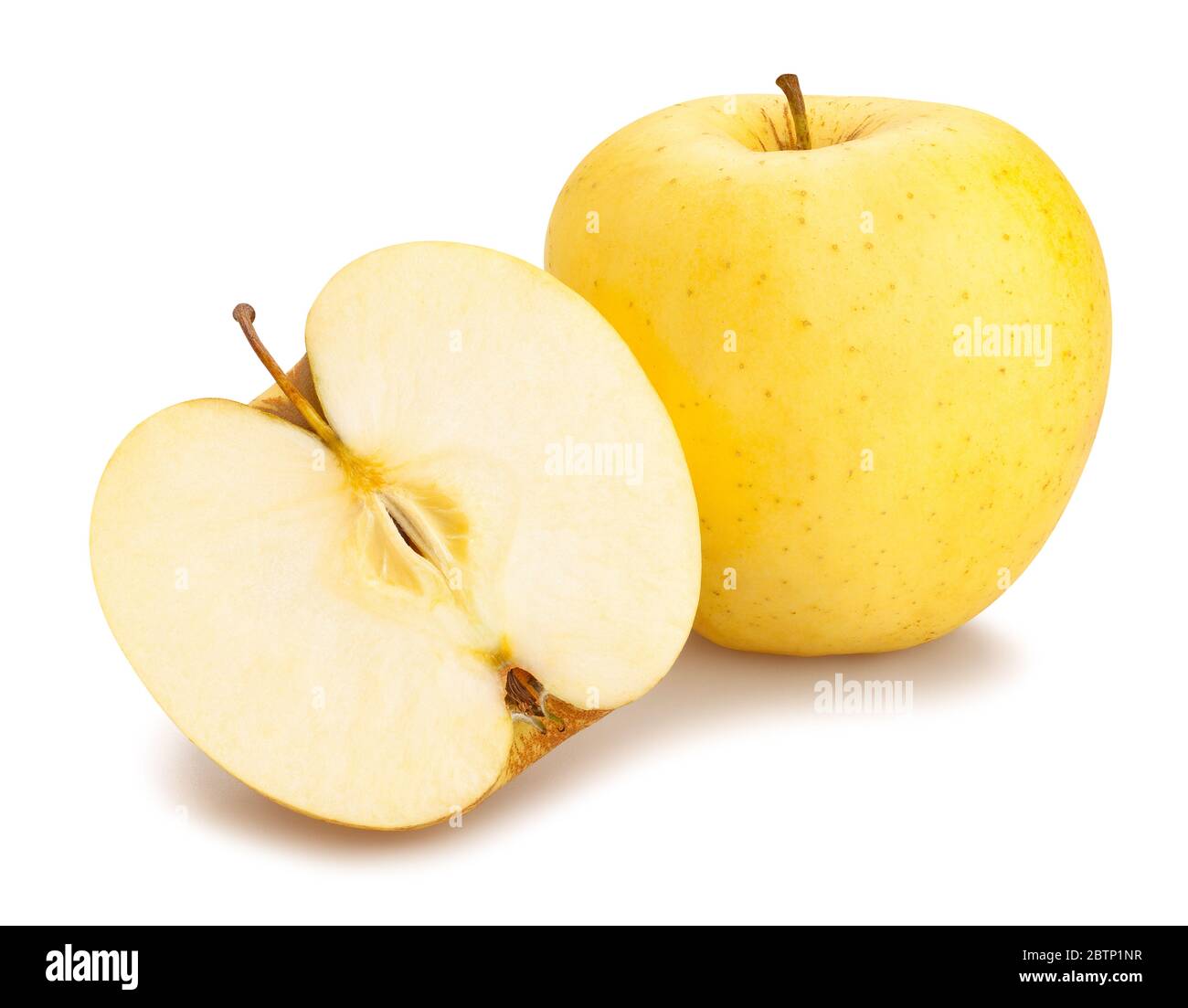 sliced golden delicious apples path isolated on white Stock Photo - Alamy