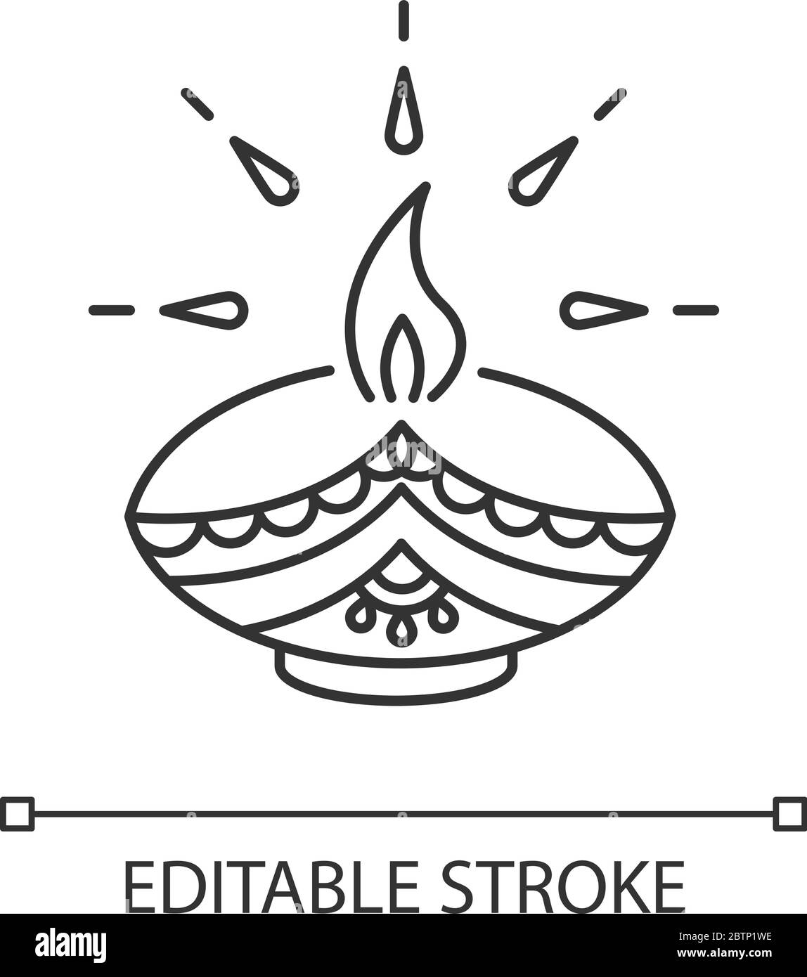 Diwali Deepak Vector Black And White