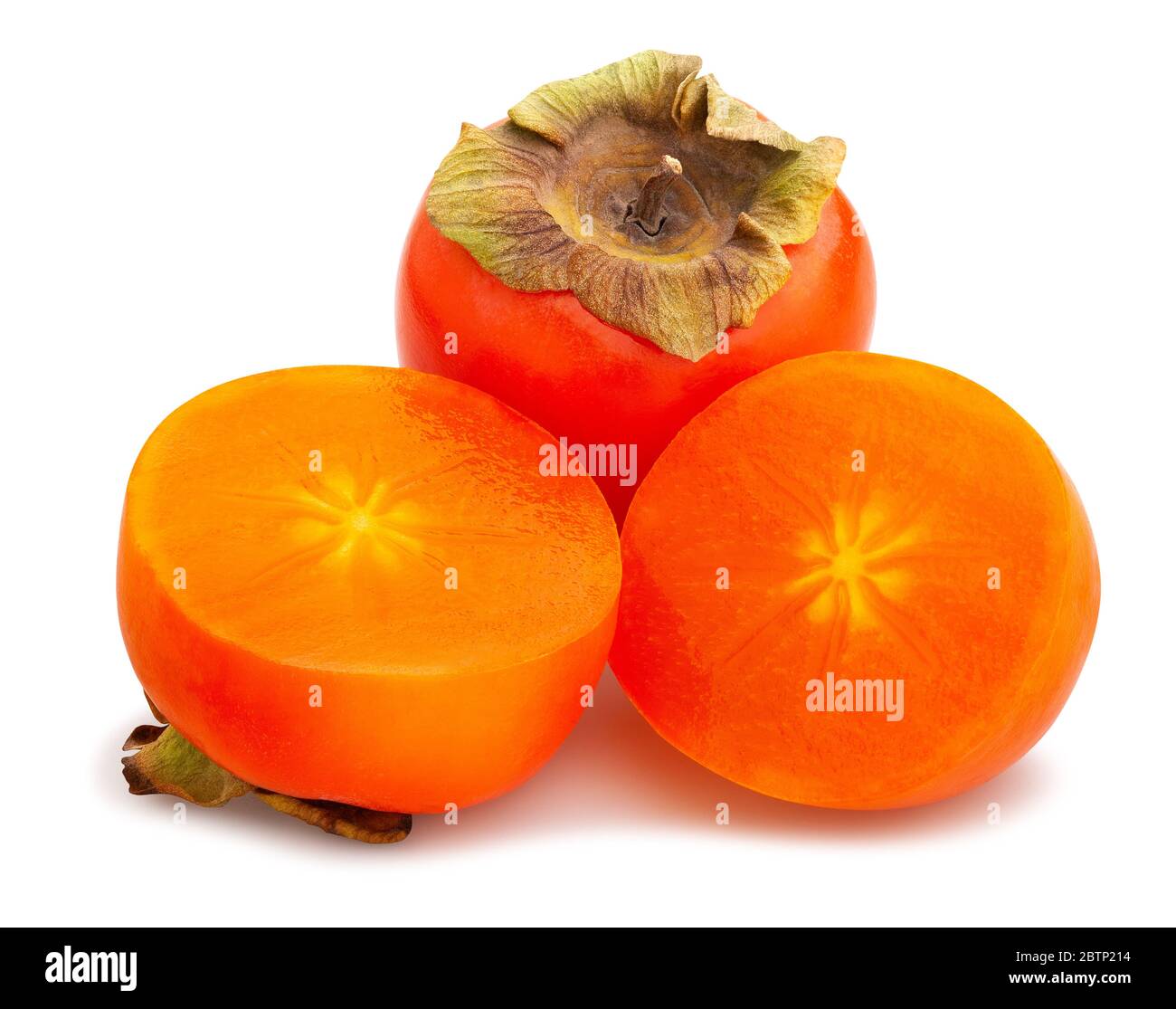 sliced persimmon path isolated on white Stock Photo - Alamy